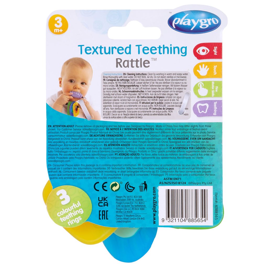 Textured Teething Rattle – Refresh Colours – Playgro South Africa